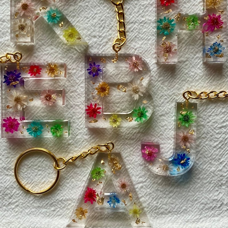 Resin Letter Keychain - Etsy