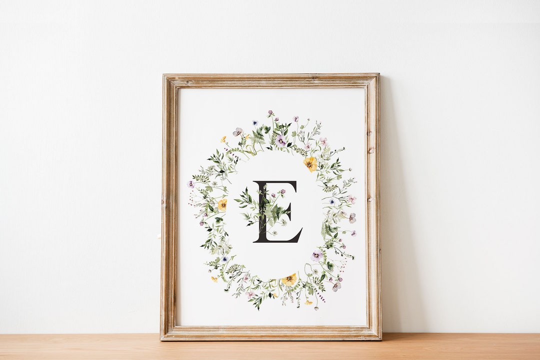 Name Sign Letter E Print / Monogram Letter Wall Decor / Letter Wall Art ...