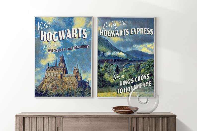 8 Wizarding Travel Posters, 8x10 Inch, Magic Castle Train Express Wall ...