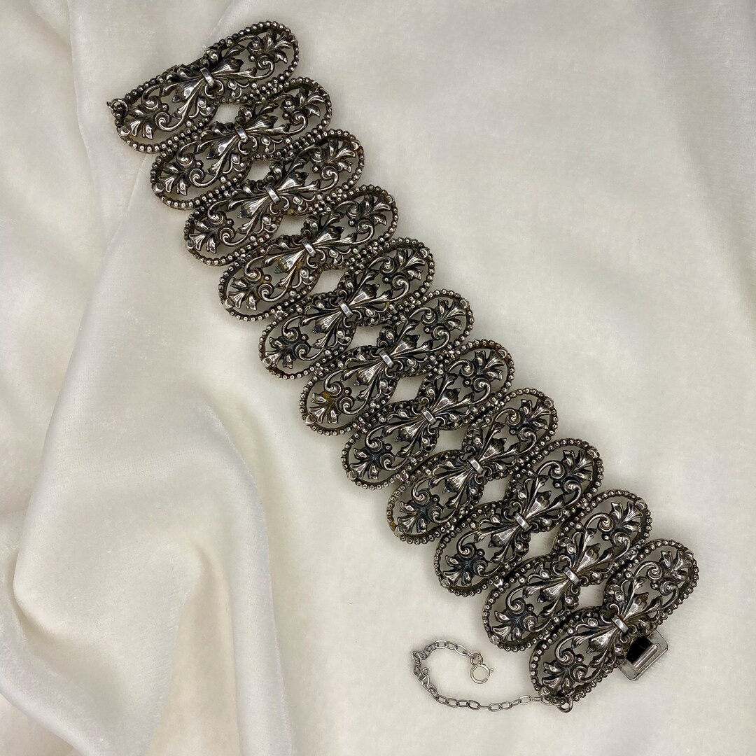 Napier Silver Plated Filigree Vintage Link Bracelet - Etsy