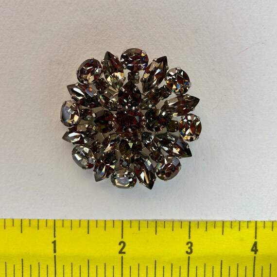 Vintage Rhinestone Circle Brooch, Dazzling Black Diam… - Gem