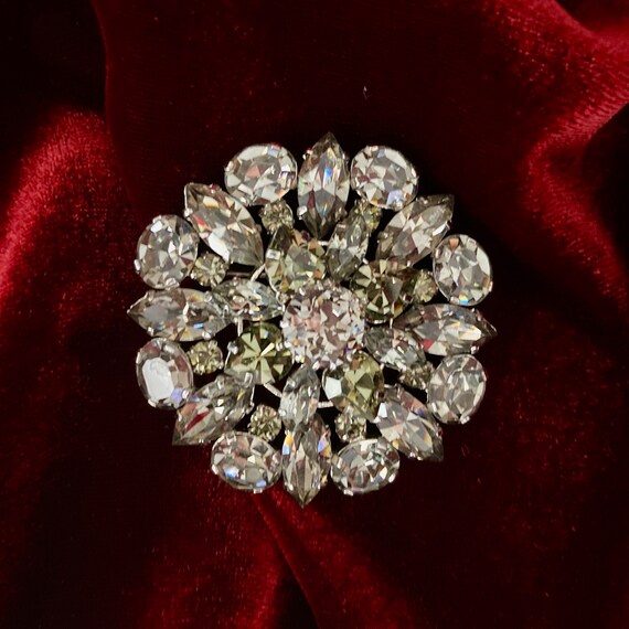 Vintage Rhinestone Circle Brooch, Dazzling Black Diam… - Gem