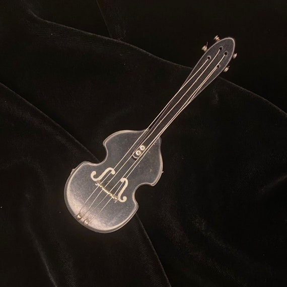 Vintage Clear and Black Lucite Violin Brooch, Whimsic… - Gem Vintage Clear and Black Lucite Violin Brooch, Whimsic… - Gem