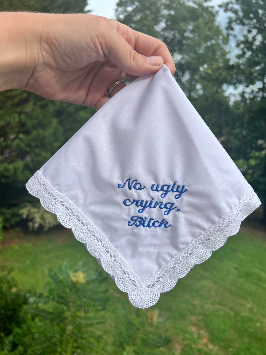 No Ugly Crying Bit** Wedding Handkerchief - Lace Handkerchief - Etsy