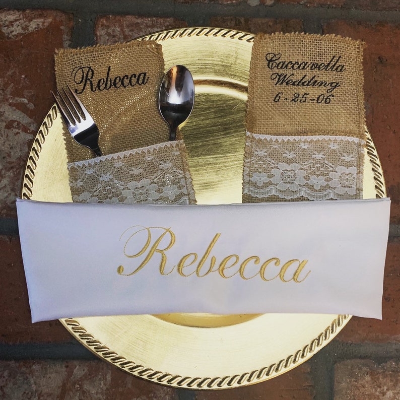 Personalized Silverware Holders Embroidered by Wedding Tokens-place ...