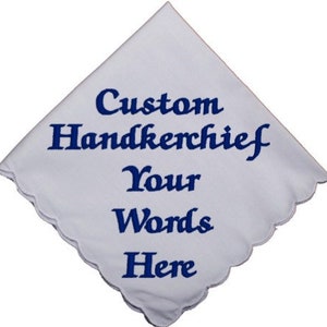 Custom Handkerchief - Your Words Embroidered on a Handkerchief - Etsy