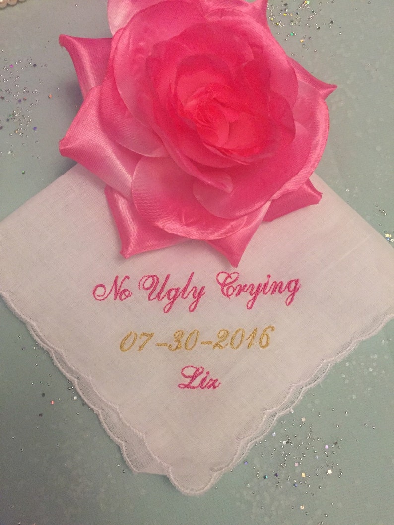 No Ugly Crying Wedding Handkerchief~ With Date and Names for ...