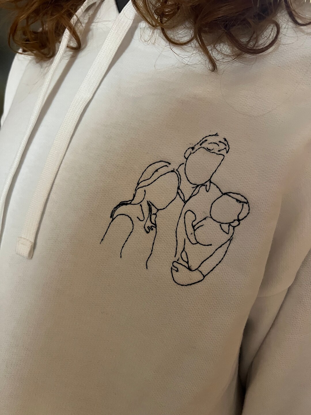 EMBROIDERED Sweater | Custom Portrait From Photo, Outline Photo ...