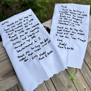 Handwritten Handkerchief Embroidered - Wedding Handkerchief- Wedding ...