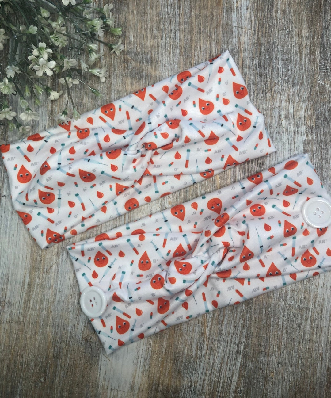 Phlebotomist Blood Drop Twist Headband, Ear Saver With Buttons - Etsy