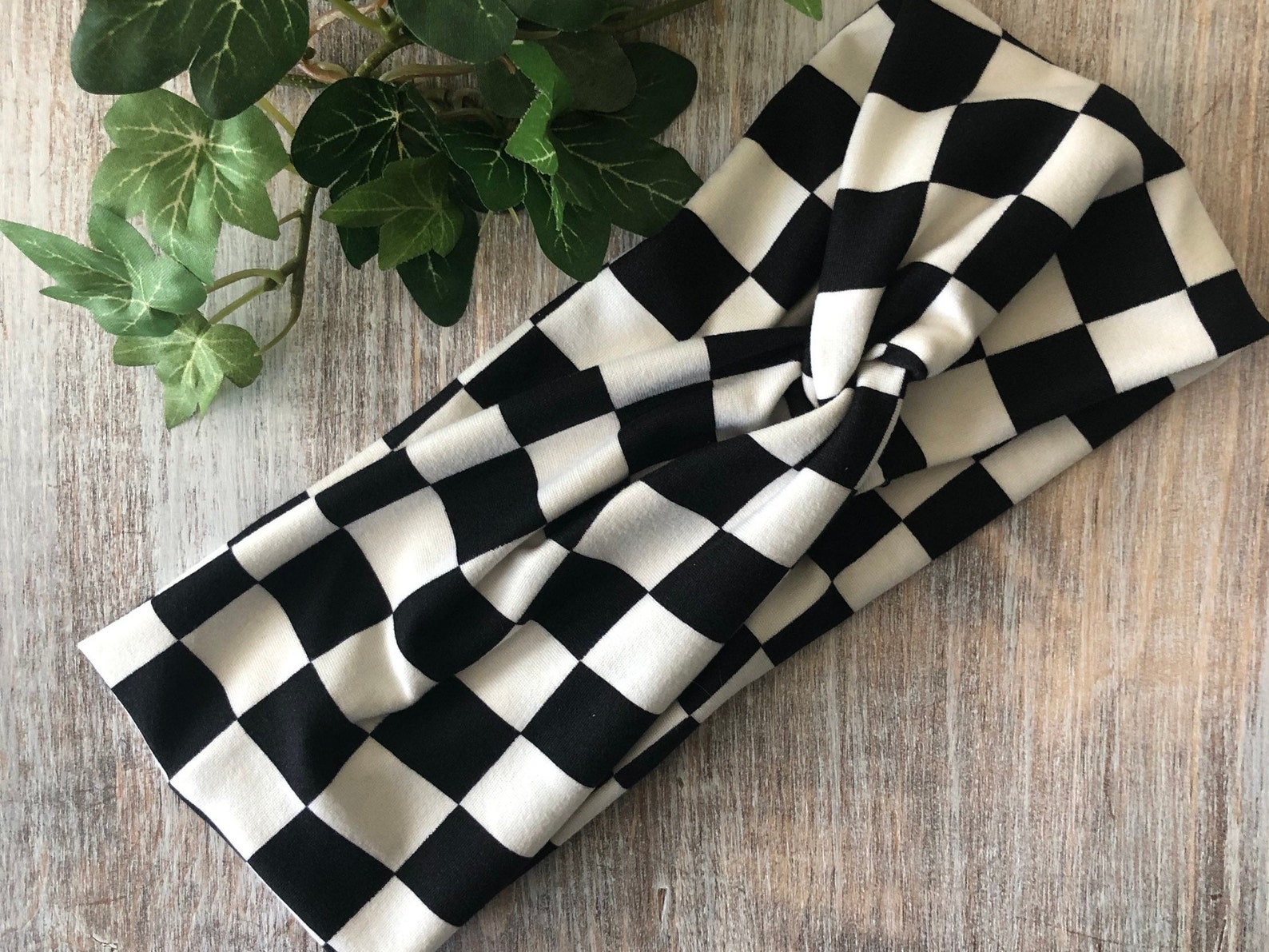 Checkered Flag Headband for Women, Black and White Headband, Twisted ...