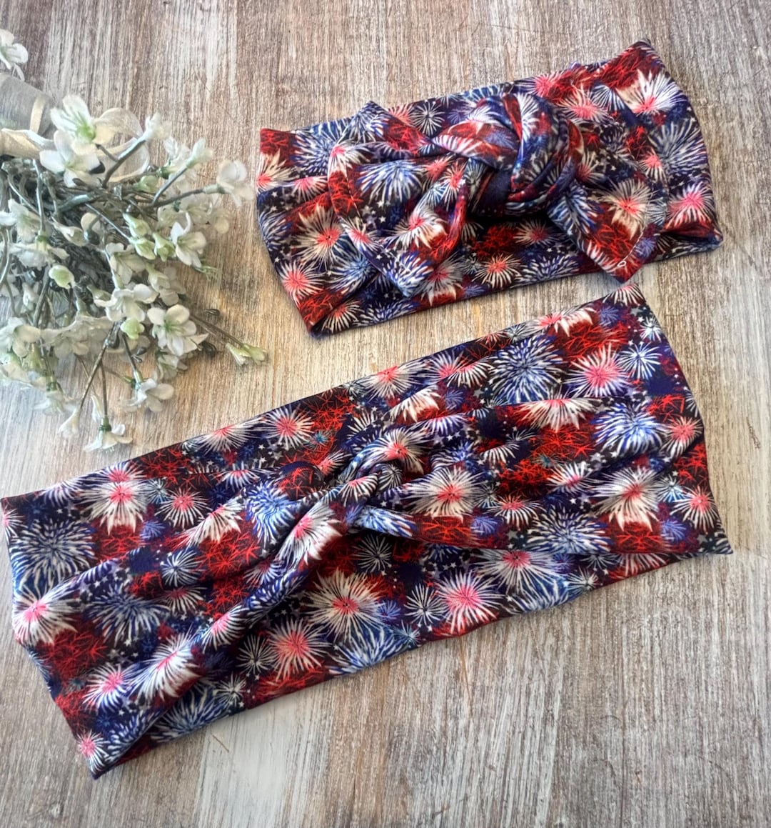 4th of July Mommy and Me Baby Bow Headband Set, Firework Baby Top Knot ...