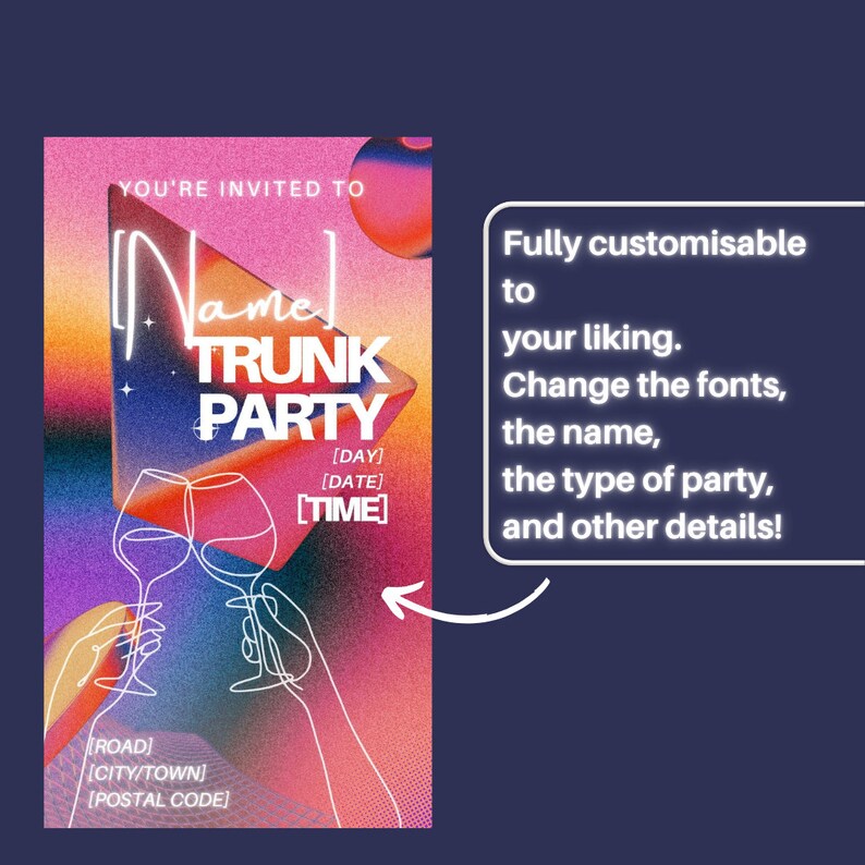 Trunk Party Invite Canva Template Farewell Party Invite Send-off Party ...