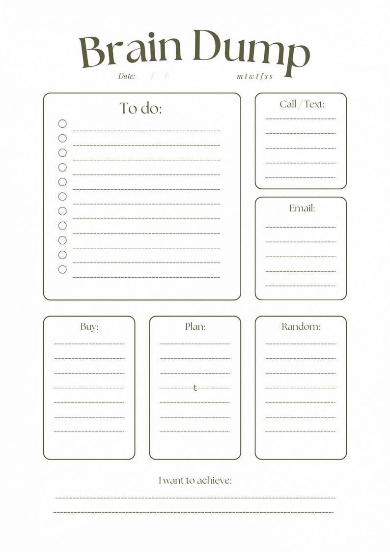 Brain Dump Printable, A4, ADHD, Thought Organizer, to Do List - Etsy