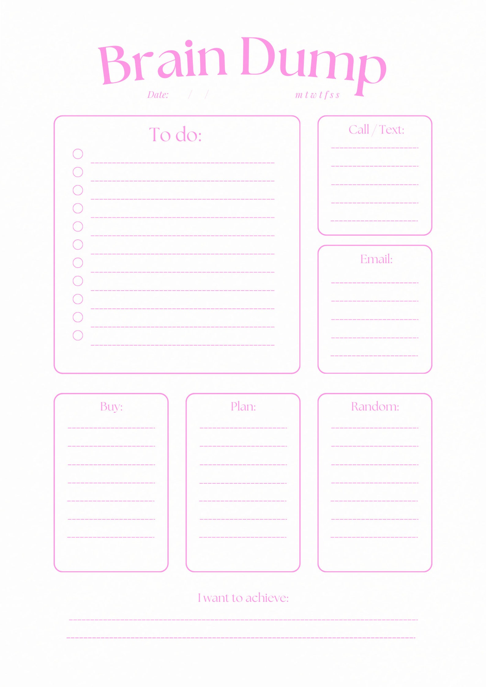 Brain Dump Printable, A4, ADHD, Thought Organizer, to Do List - Etsy