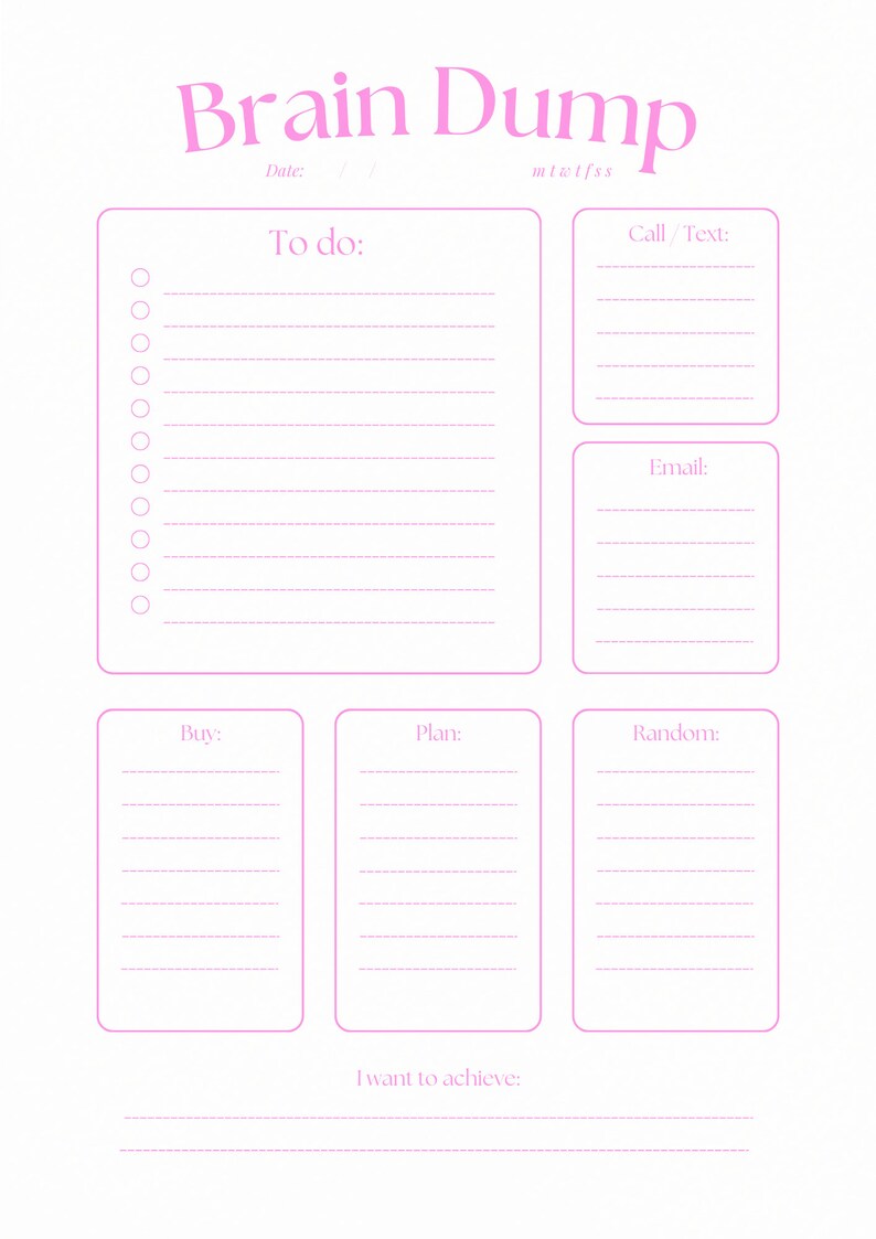 Brain Dump Printable, A4, ADHD, Thought Organizer, to Do List - Etsy