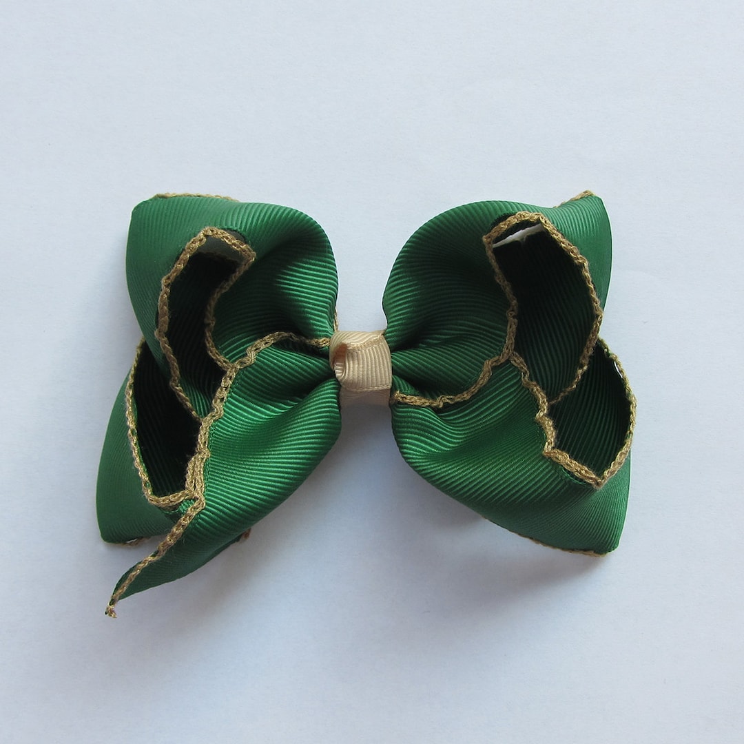 3 Inch Dark Green Hair Bow Hair Bowmoonstitch Ribbonsewing - Etsy