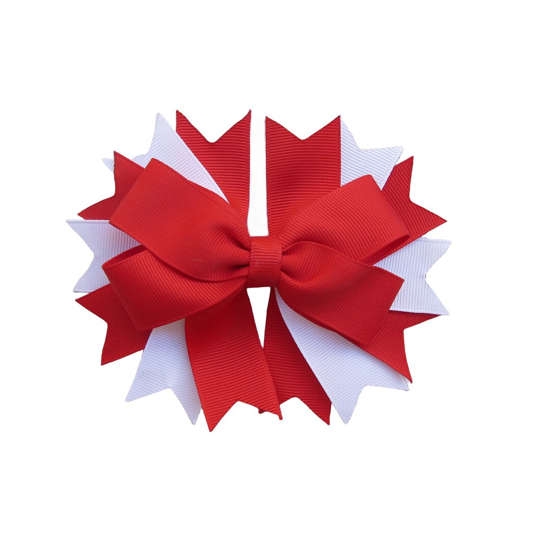 4 Inch Red-white Boutique Hair Bow,birthday Gift, Kids Gift,christmas ...