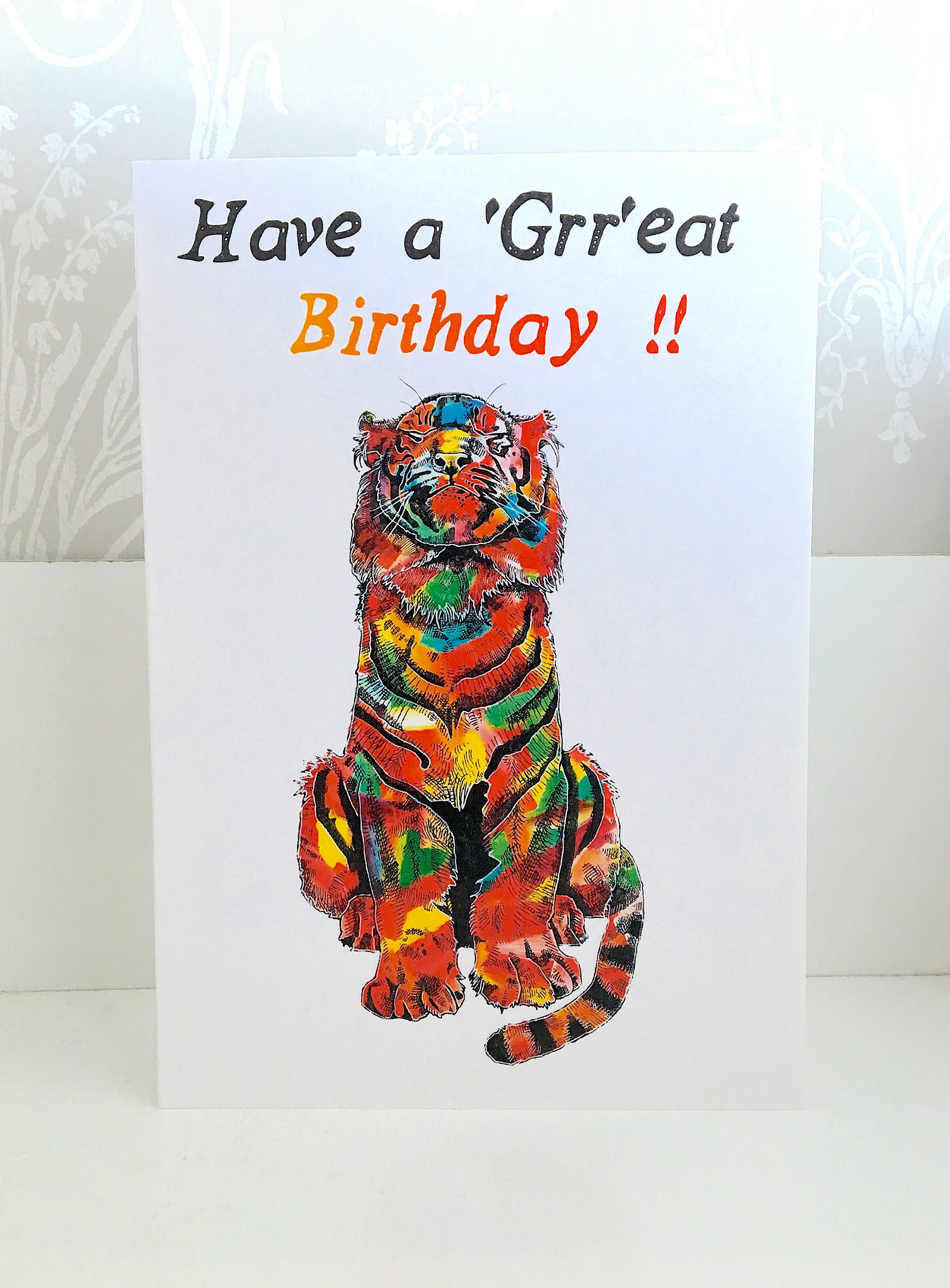 A5 Tiger Print/pun Card - Etsy