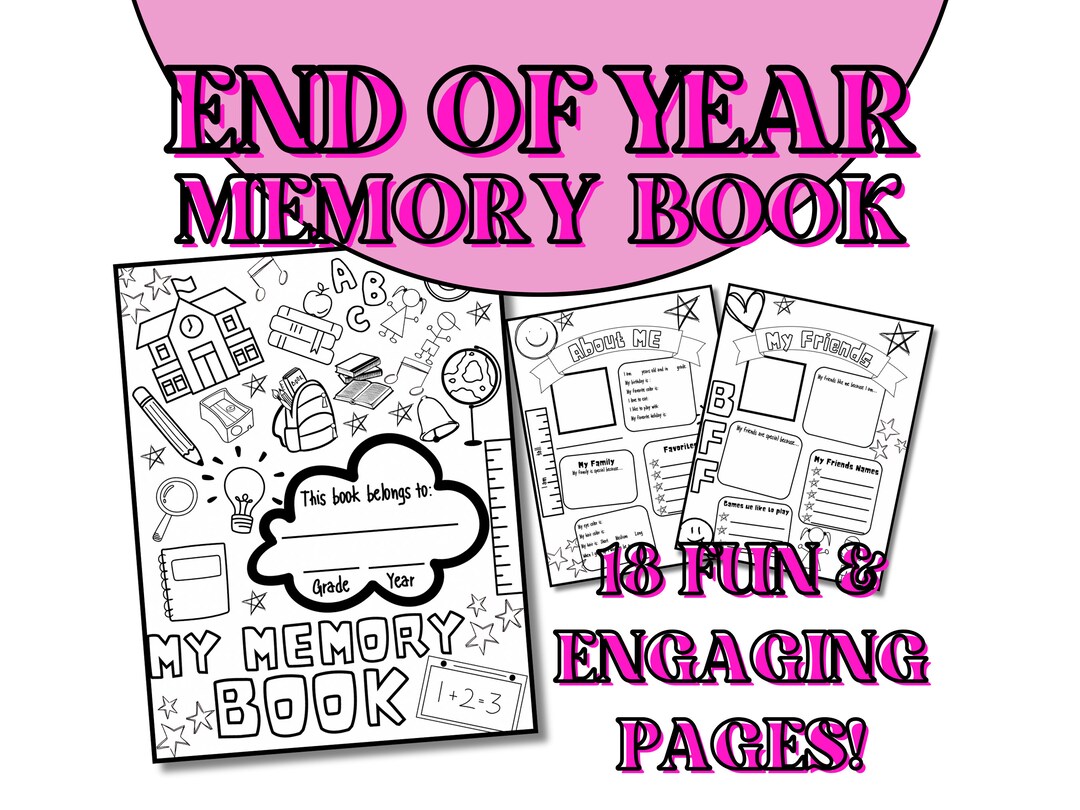 End of Year Memory Book Coloring Activity for Elementary Students ...