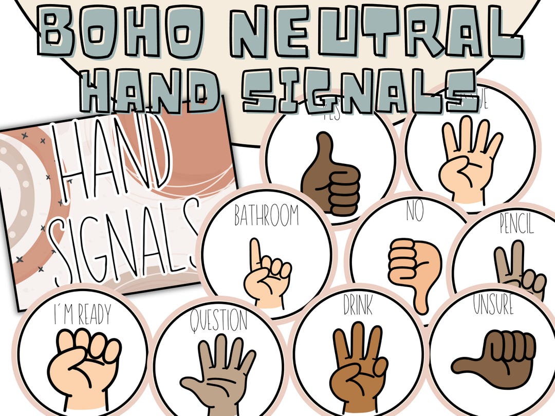 Boho Hand Signals, Kindergarten, Classroom Management, Printable ...