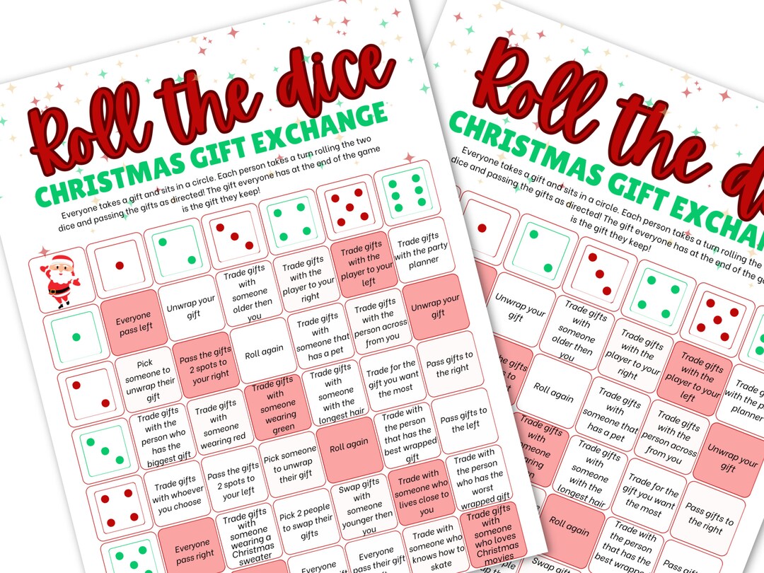 Christmas Dice Gift Exchange Game Printable, Christmas Party Group Dice ...
