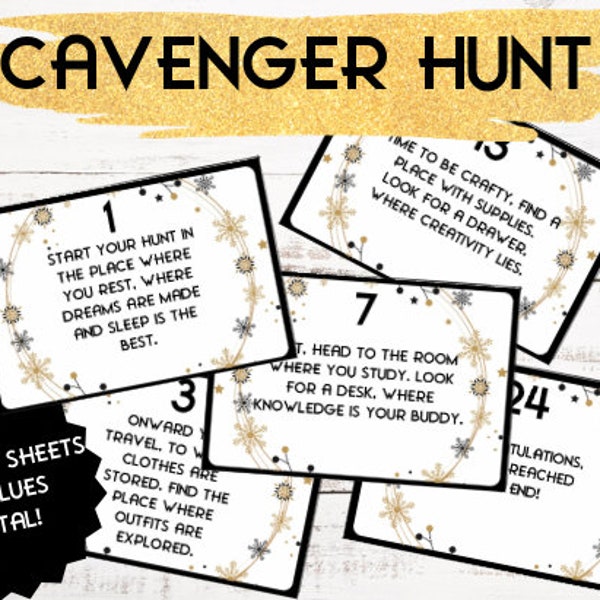 New Year Scavenger Hunt Game Cards - Etsy