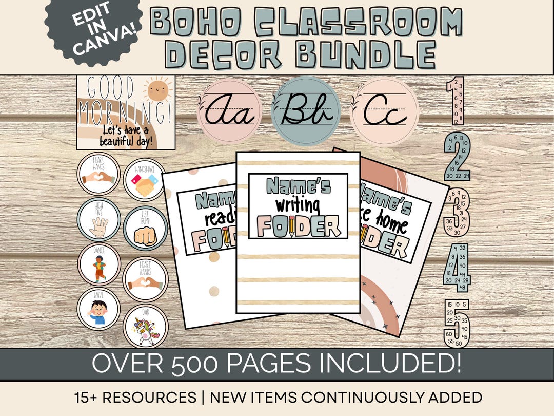 Boho Classroom Decor Bundle | Educational Wall Art | Homeschool Decor ...