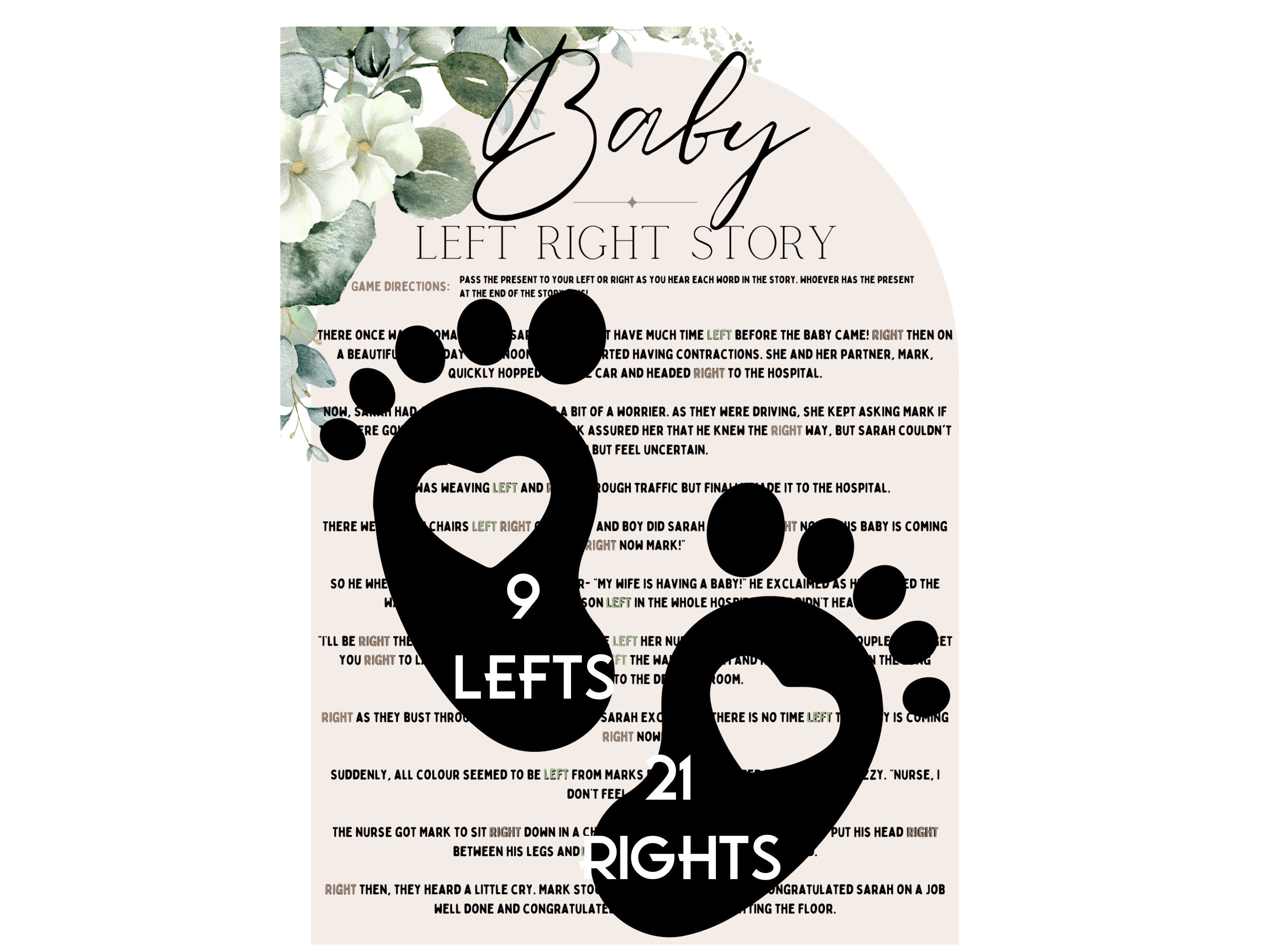Baby Shower Left Right Story Printable Left Right Baby Shower Game