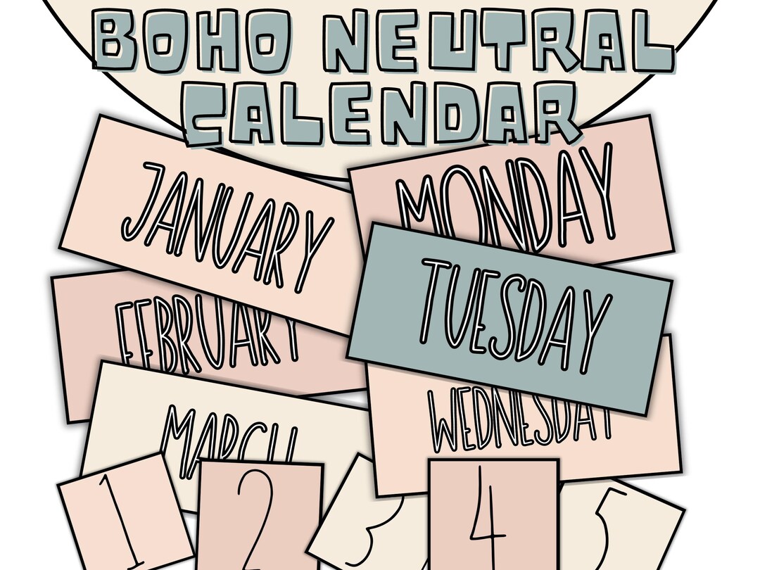 Boho Flip Calendar Numbers, Elementary School, Back to School ...