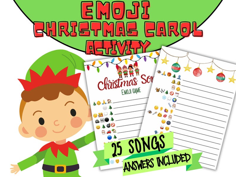 Christmas Pictionary Song Emoji Game. Xmas Pictionary Printable ...