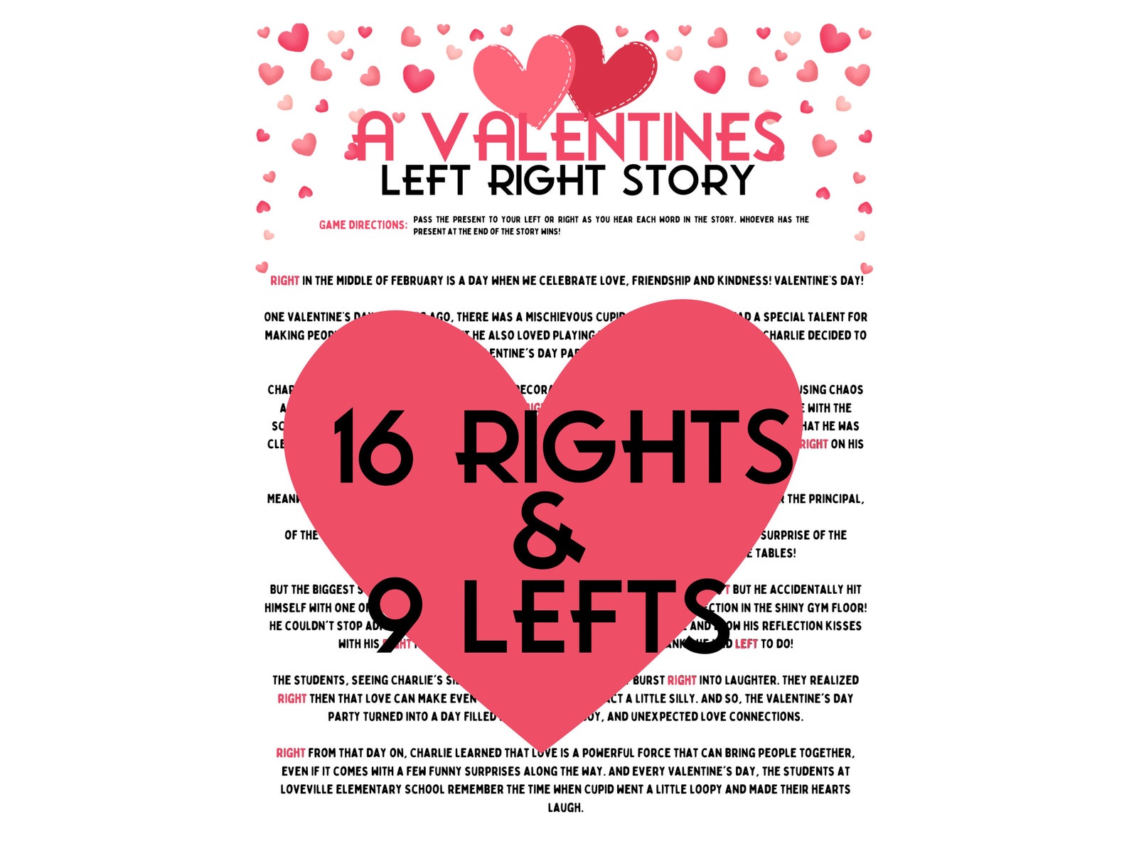 Valentines Left Right Game Story. Valentine Party Pass the Present Game ...