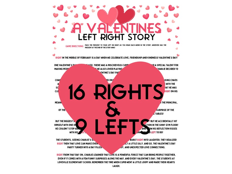 Valentines Left Right Game Story. Valentine Party Pass the Present Game ...