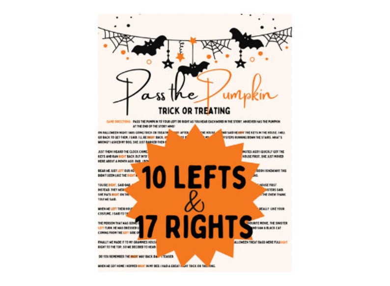 Halloween Left Right Game Story. Halloween Party Pass the Pumpkin Game ...