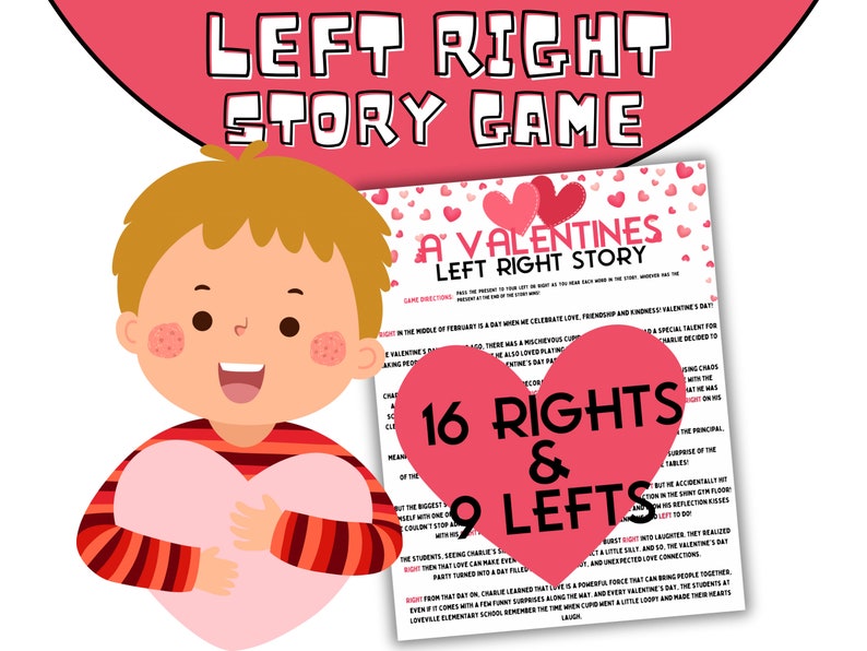 Valentines Left Right Game Story. Valentine Party Pass the Present Game ...