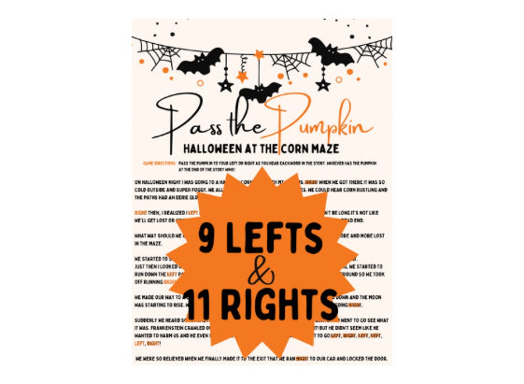 Halloween Left Right Game Story. Halloweenparty Pass the Pumpkin Game ...