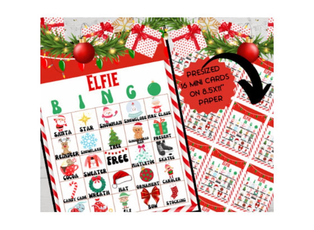Elf Bingo Pdf. Print and Cut Bingo. Shelf Elf Miniature Bingo Cards ...