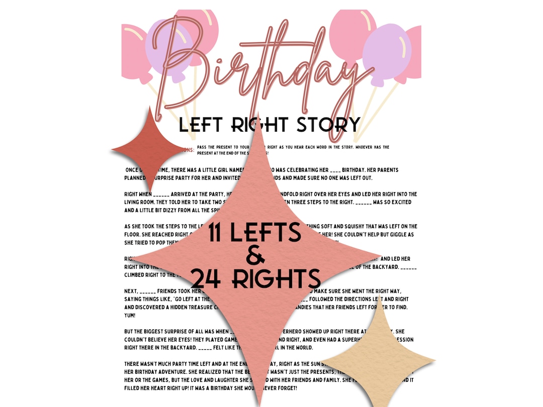 Birthday Left Right Game Story. Girls Birthday Party Pass the Present ...