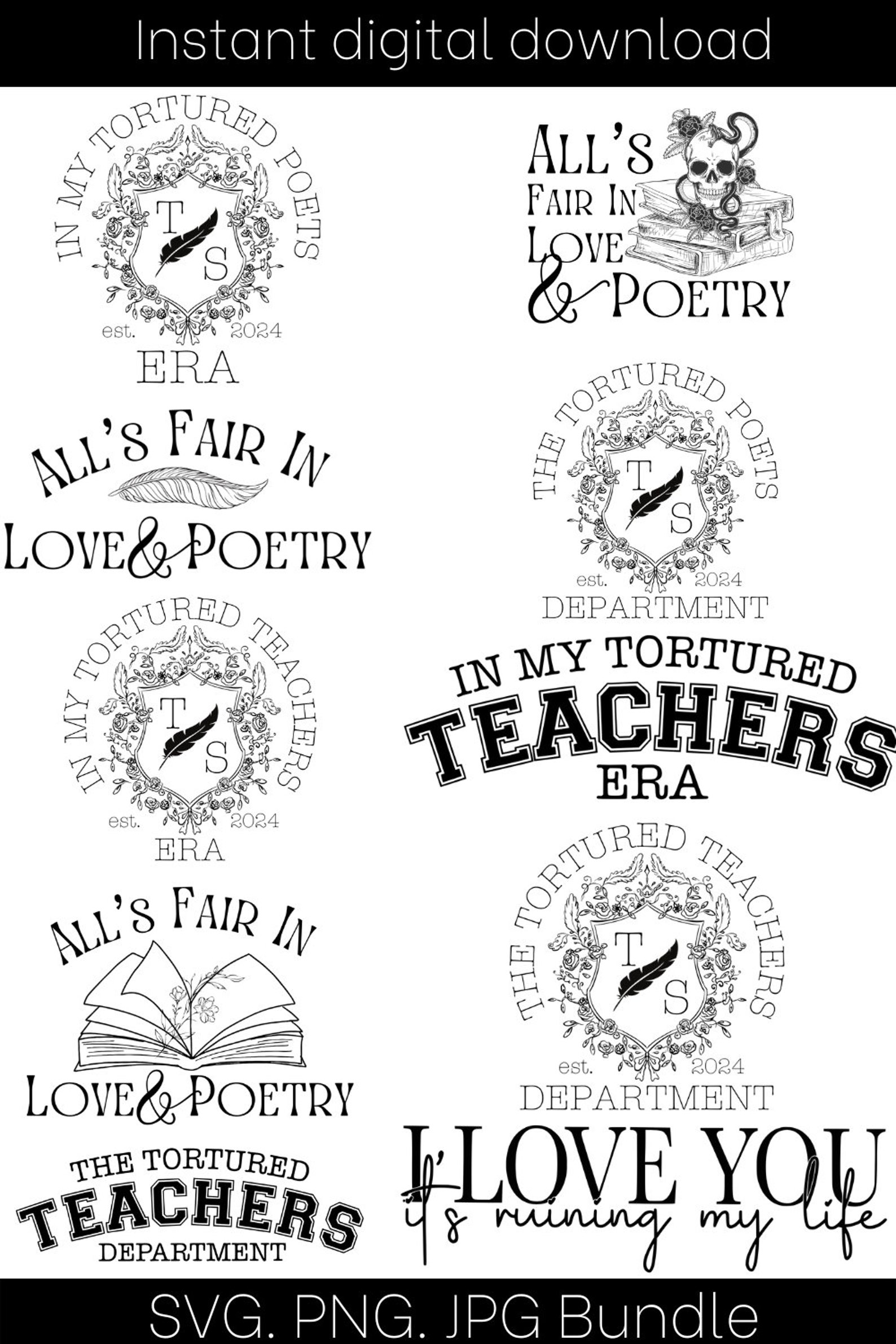 Tortured Poets Department Svg Bundle. PNG. Jpg. TTPD Digital Design ...