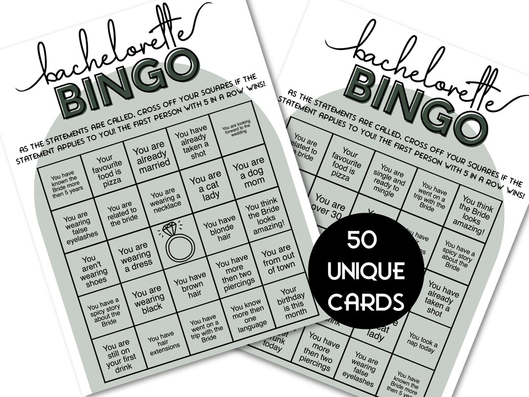 Bachelorette Bingo Printable Game - Fun Stagette & Hen Party Game - Etsy