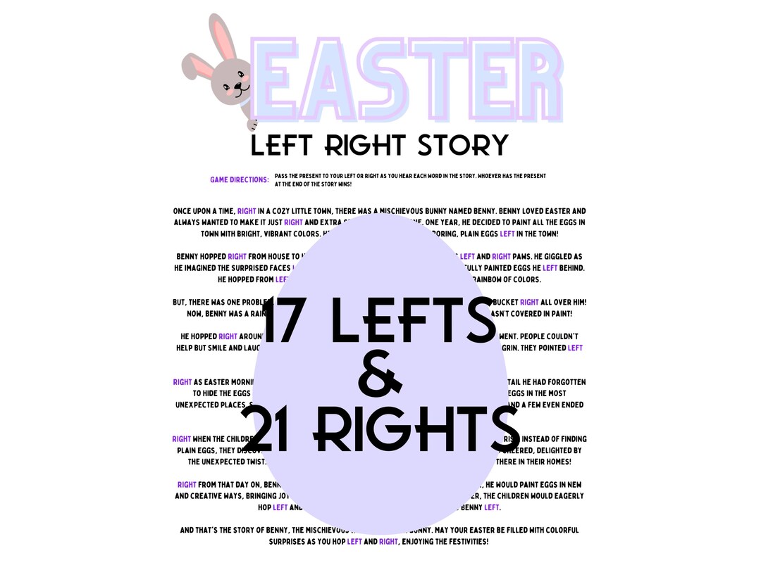 Easter Left Right Game Story. Easter Party Pass the Present Game, Pass ...