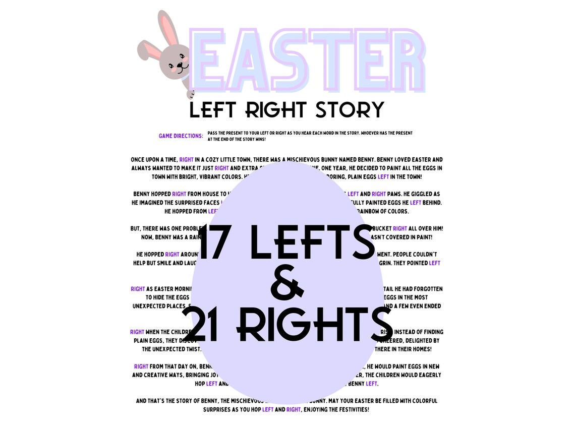 Easter Left Right Game Story. Easter Party Pass the Present Game, Pass ...