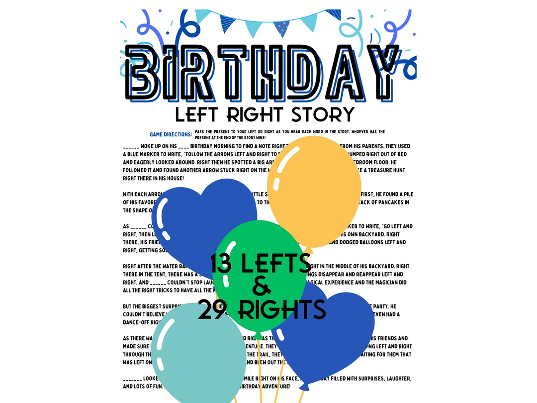 Birthday Left Right Game Story. Boys Birthday Party Pass the Present ...
