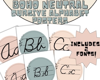 Boho Neutral Alphabet Poster Bundle | 6 Fonts | Educational Wall Art ...