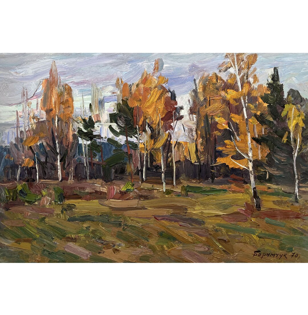 Vintage Original Oil Painting Autumn Landscape by Ukraine Artist M ...