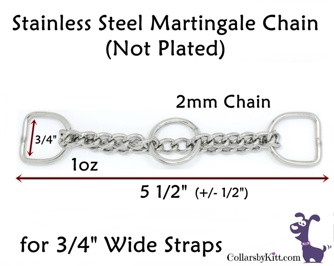 Stainless Martingale Chain, 3/4" - Stainless Steel Half Check Chain ...