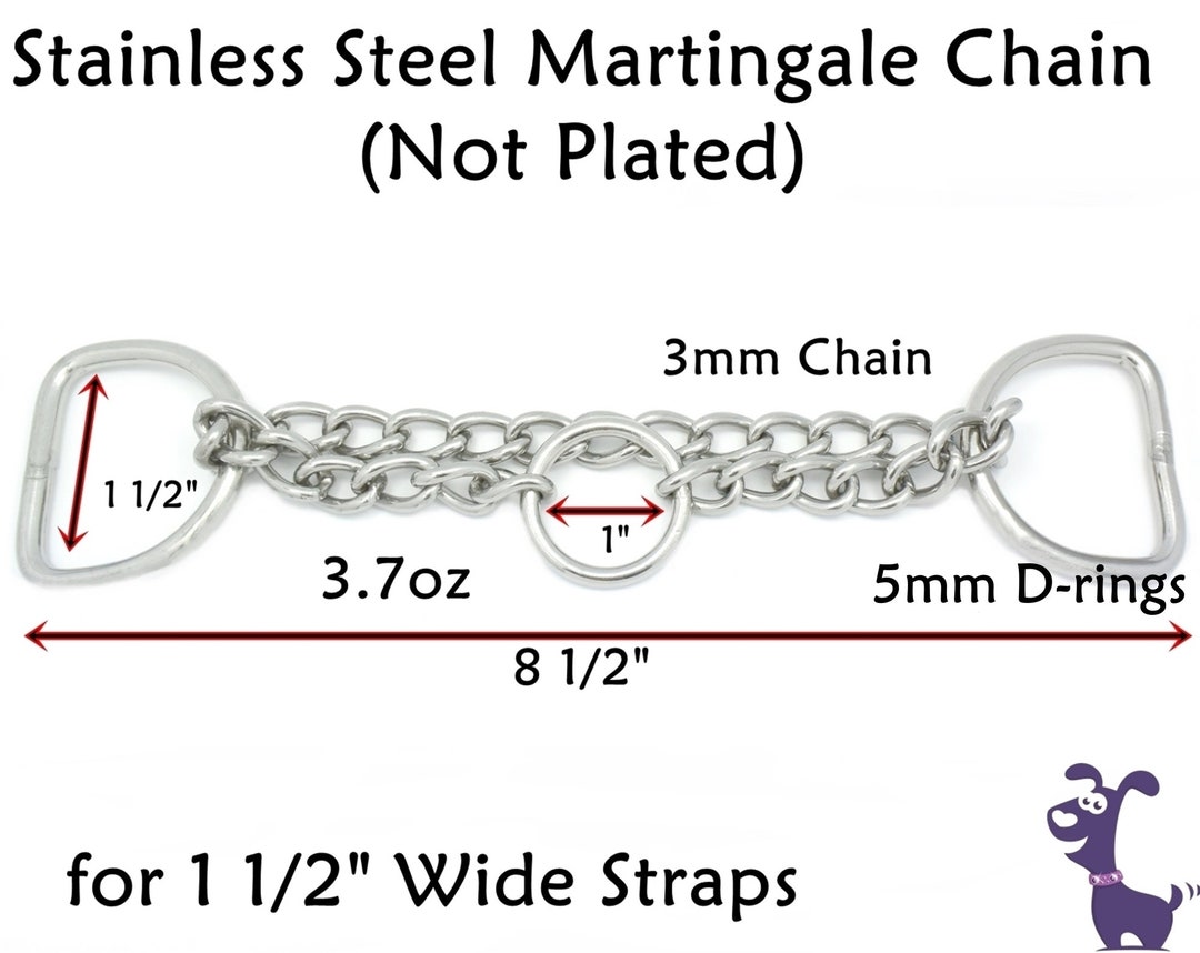 1 1/2" Martingale Chain, Stainless Steel Half Check Chain, Martingale ...