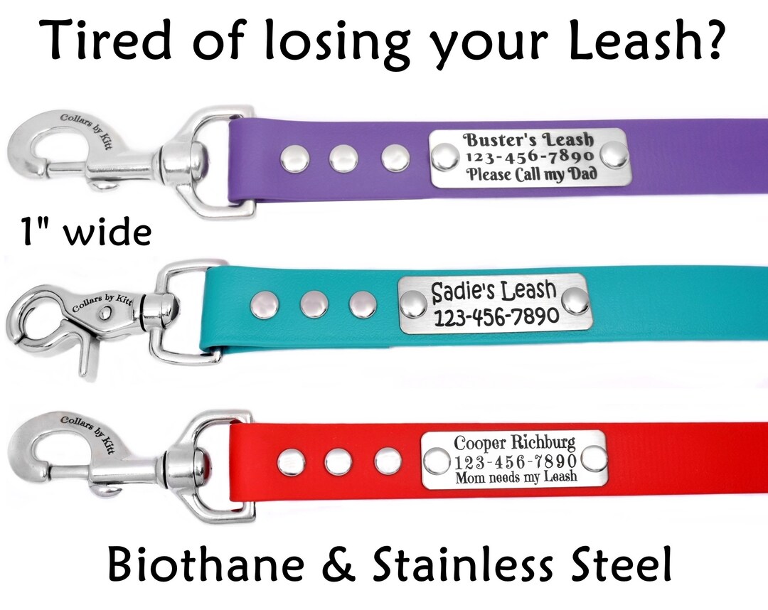 Personalized Leash, Biothane, 1 Wide Leash for Big Dogs, Waterproof ...