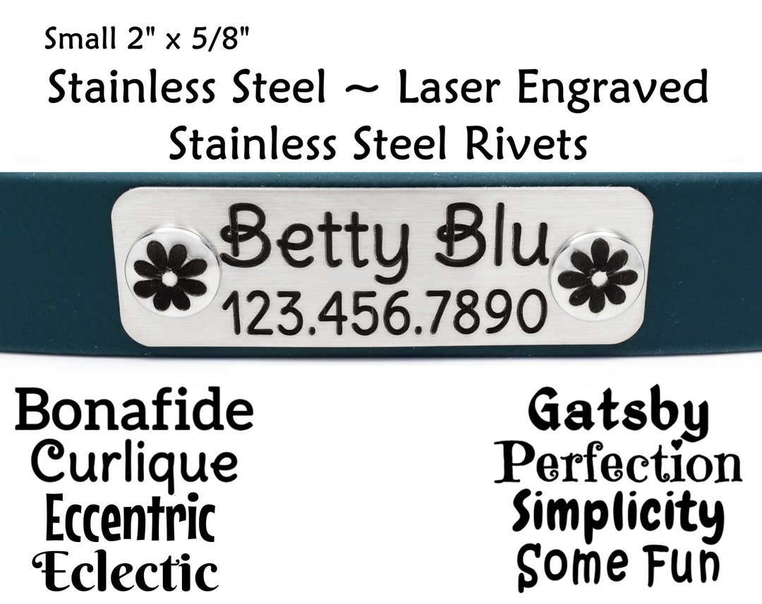 Rivet on Name Plate, Personalized Stainless ID for Your Dog Collar, 316 ...
