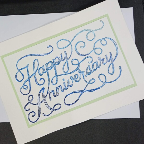 Embroidered Happy Anniversary Card - Etsy